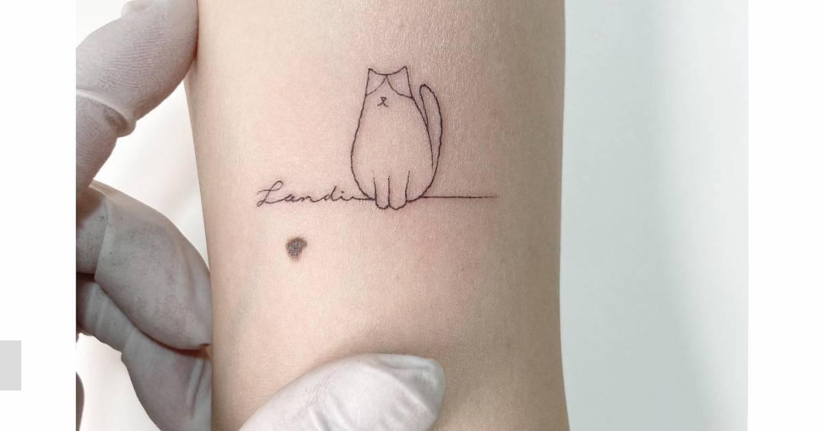 Simple Cat Tattoo Sitting Cat Temporary Tattoo Set Of 3 – Little