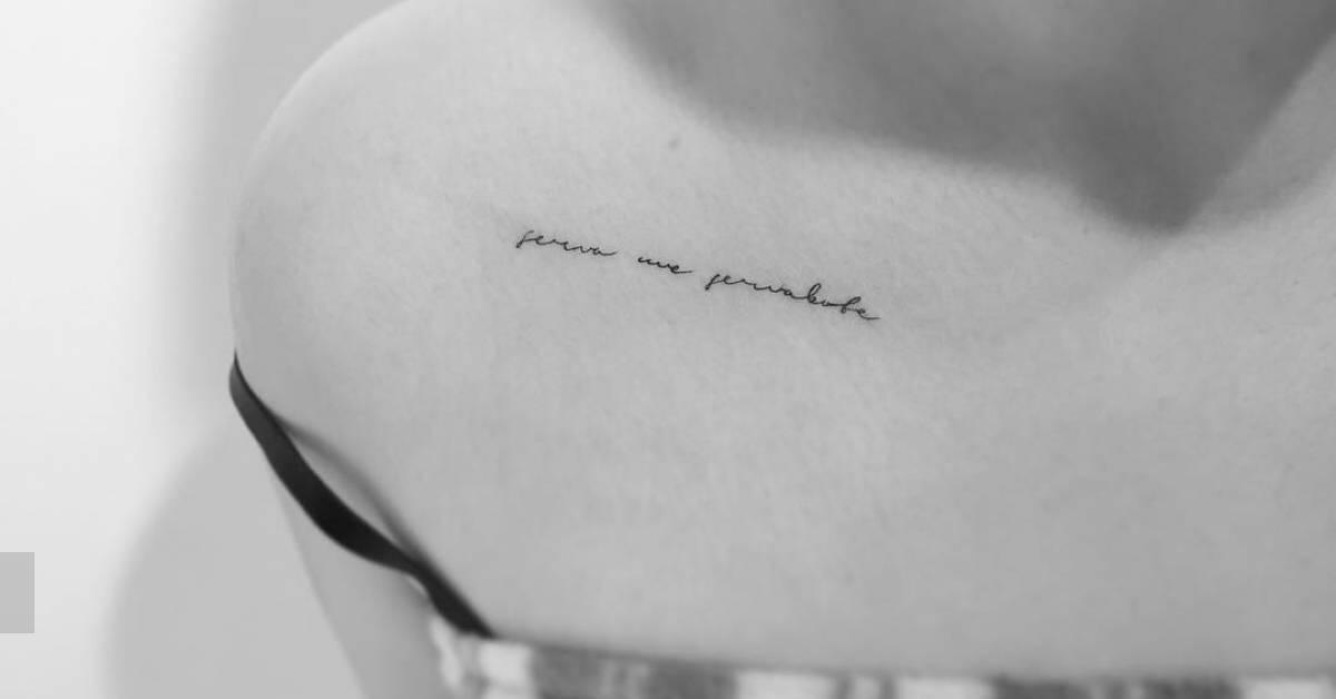 "Serva me, servabo te" handwritten lettering tattoo