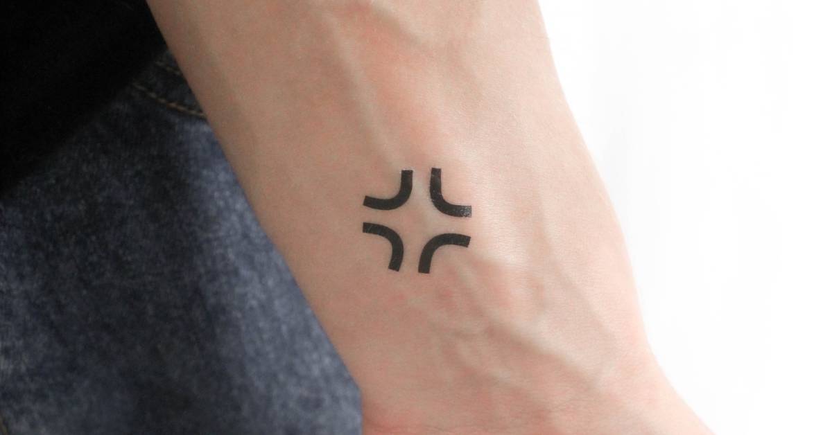 Minimalistic style anger symbol temporary tattoo done