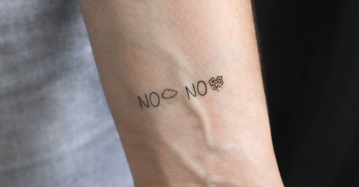 "No rain, no flowers" (Icons) temporary tattoo located