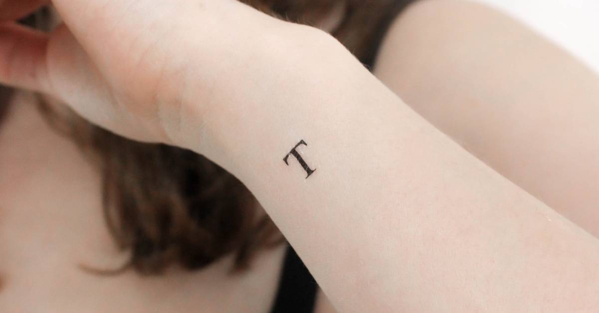 T Serif capital letter temporary tattoo