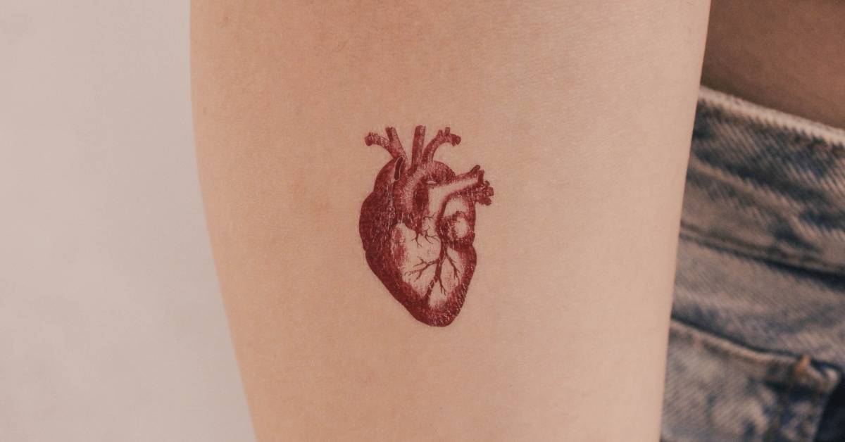 Red Anatomical Heart Temporary Tattoo