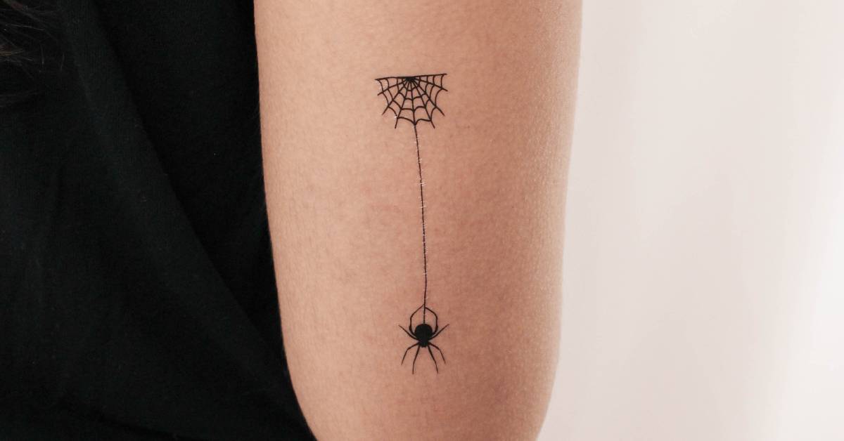 Spiderweb hanging spider temporary tattoo