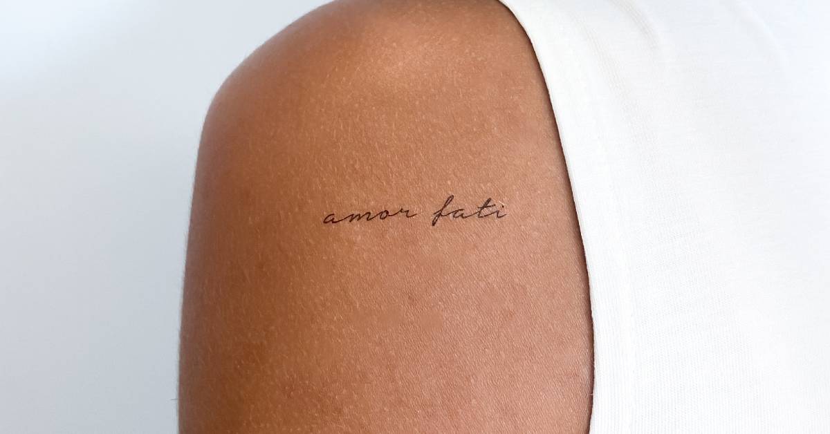 Handwritten font 'amor fati' temporary tattoo
