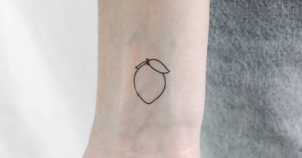Fine line lemon temporary tattoo