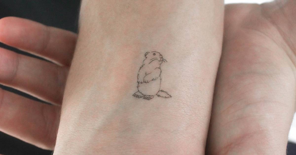 Fine line style marmot temporary tattoo located on the
