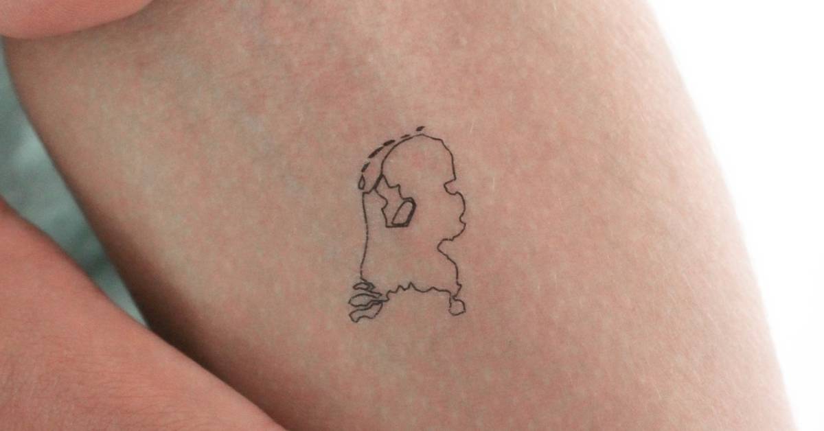 Fine line style Netherlands map temporary tattoo
