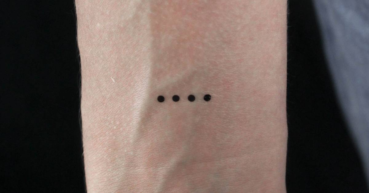 Morse Code "H" temporary tattoo located on the wrist.