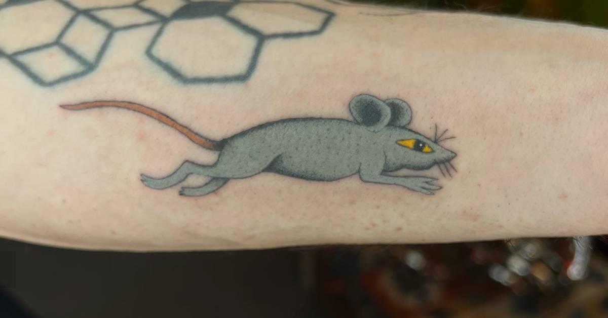 Traditional style rat tattoo located on the inner