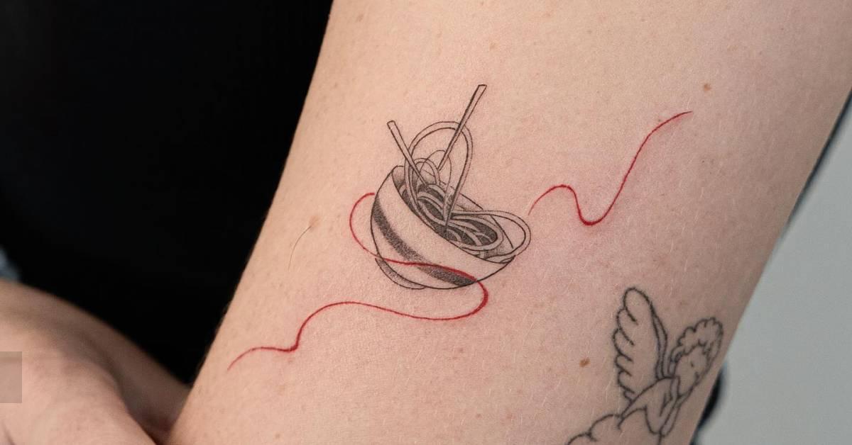 Illustrative style Phở tattoo located on the upper