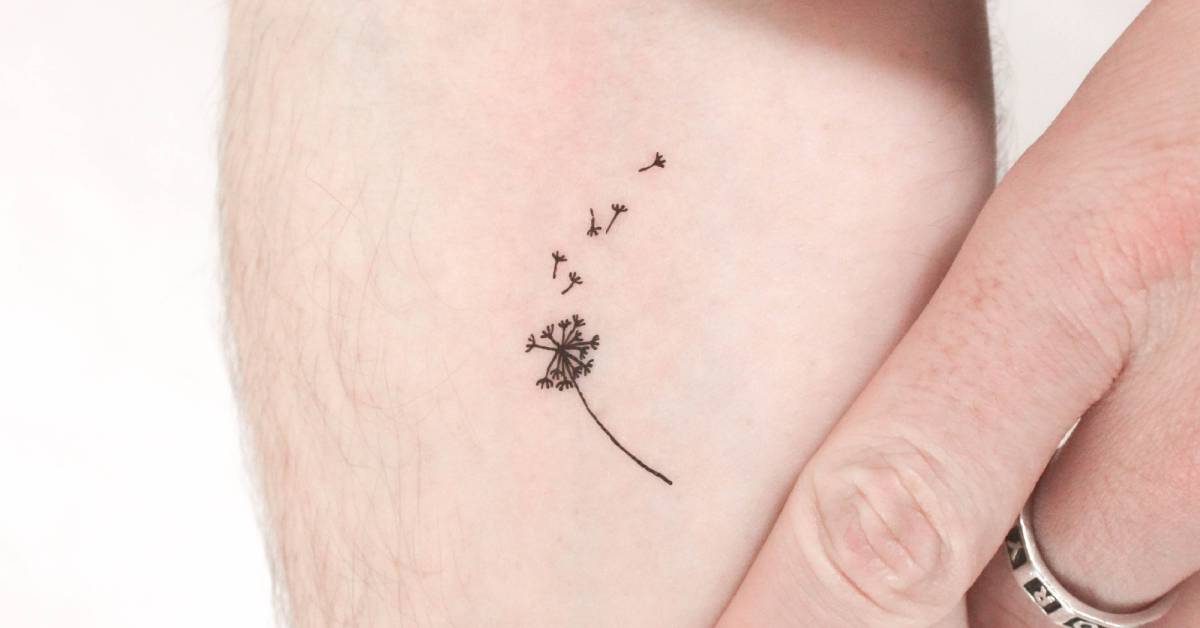 Dandelion and seeds temporary tattoo located on the