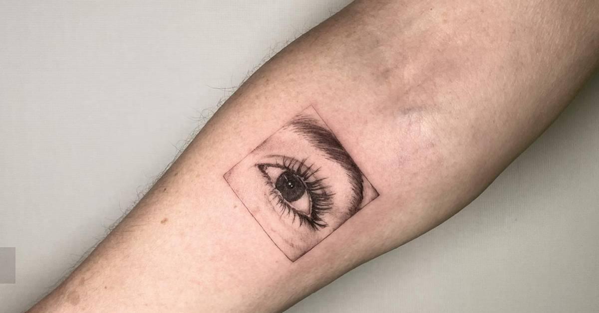Micro-realistic eye tattoo located on the inner