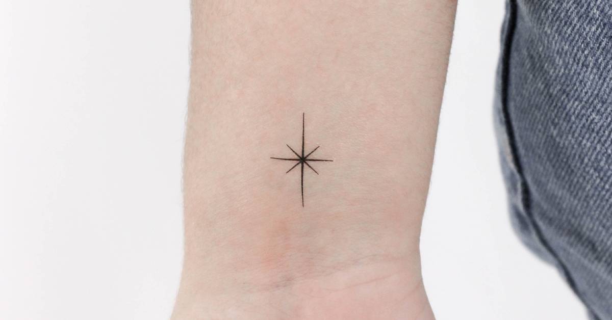 Minimalistic style small North Star temporary tattoo.