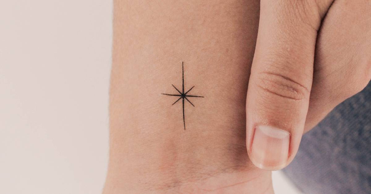 Small minimalistic north star temporary tattoo done on