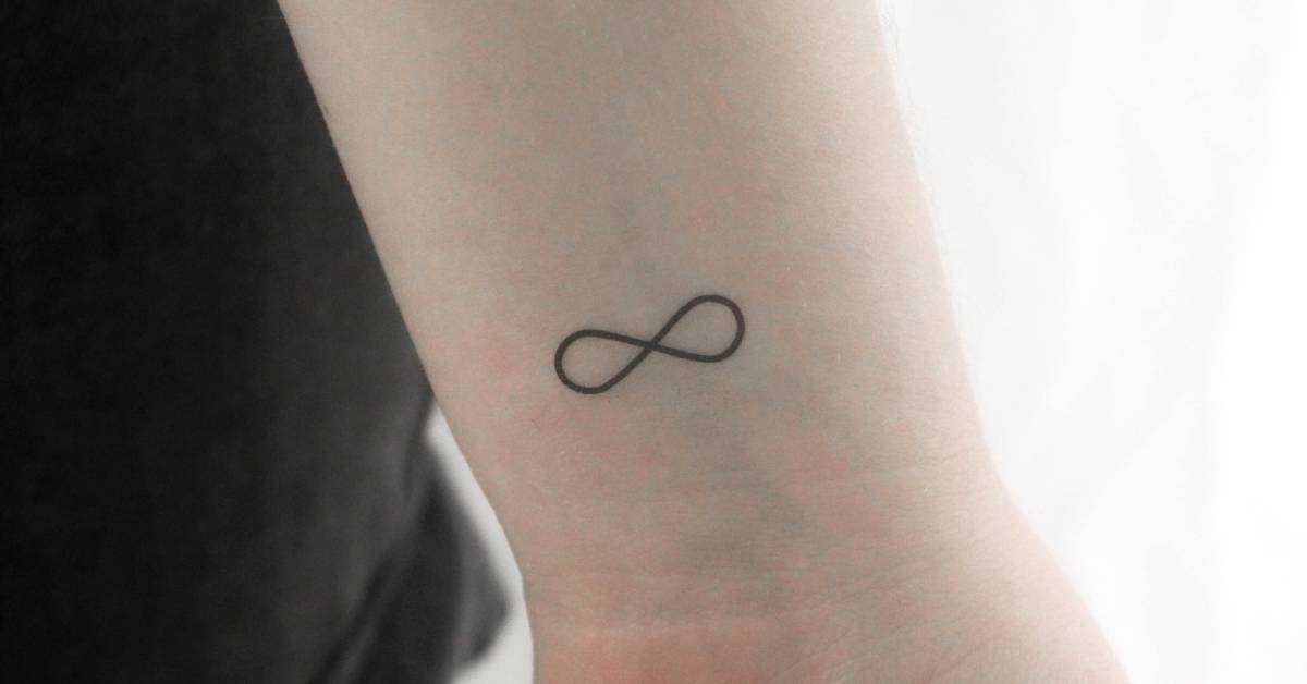 Bold infinity symbol temporary tattoo located on the