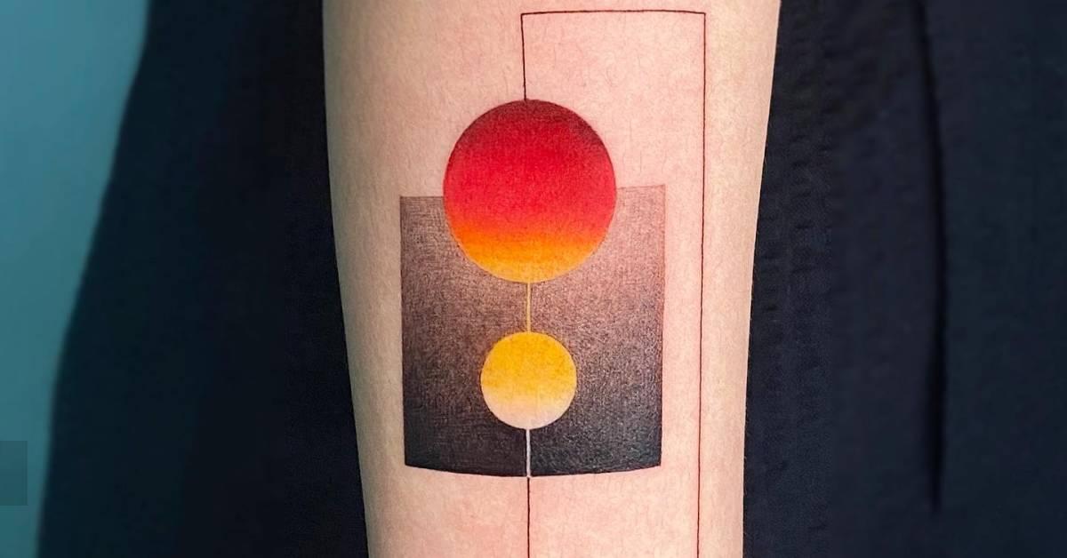 Abstract geometric tattoo placed on the forearm.