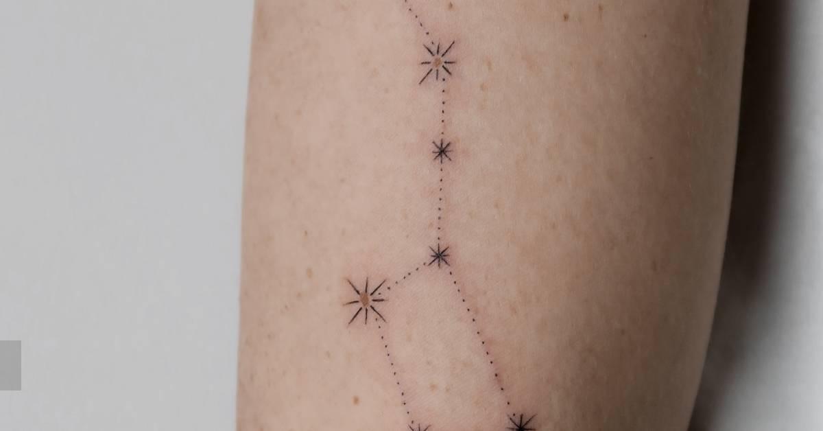 Minimalistic style Big Dipper tattoo located on the