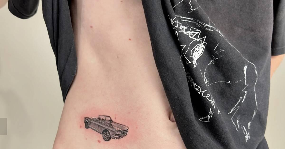 Grandma’s 1966 Mustang convertible tattooed on the