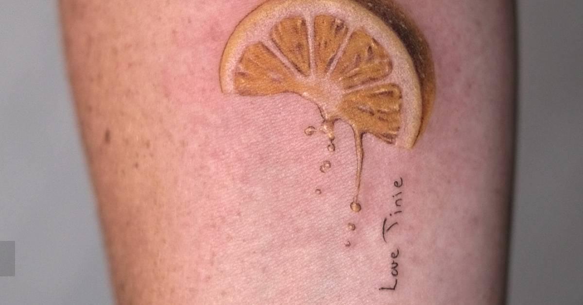 Micro-realistic style lemon and handwritten lettering