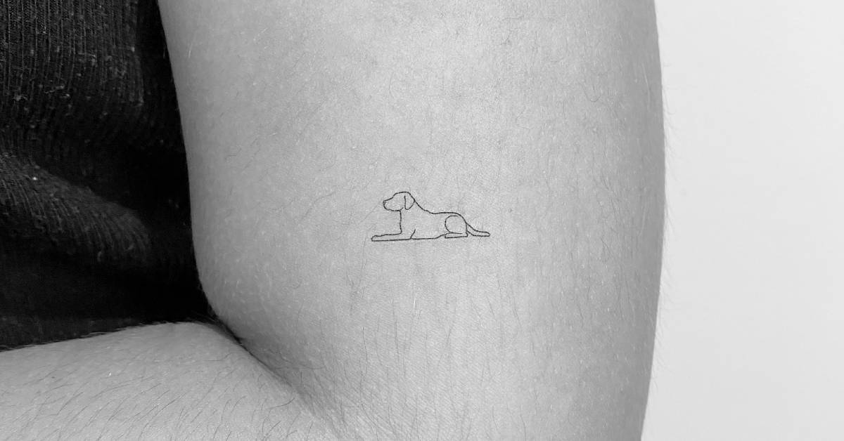 Fine line style minimalistic Labrador temporary tattoo