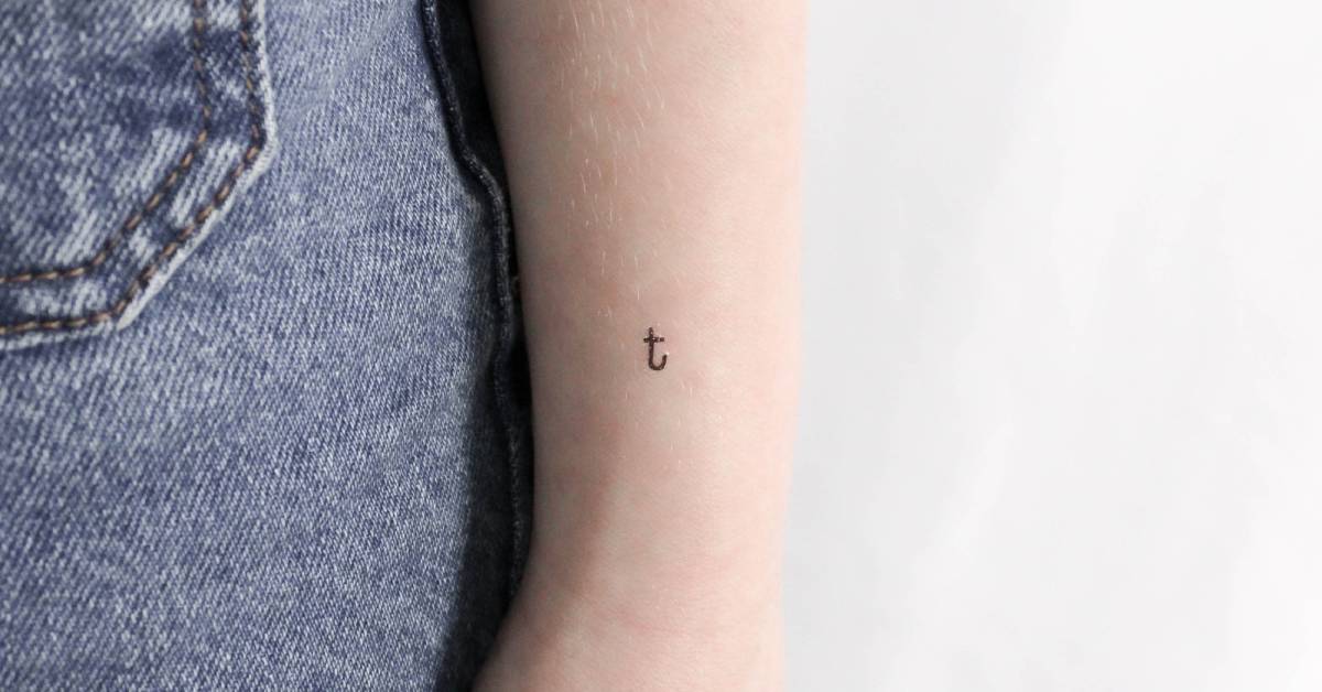"T" lowercase typewriter letter temporary tattoo