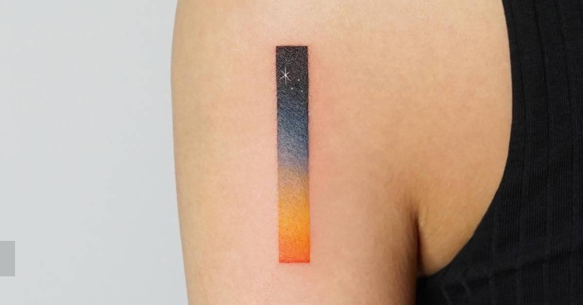 Spectrum landscape tattoo located on the shoulder.