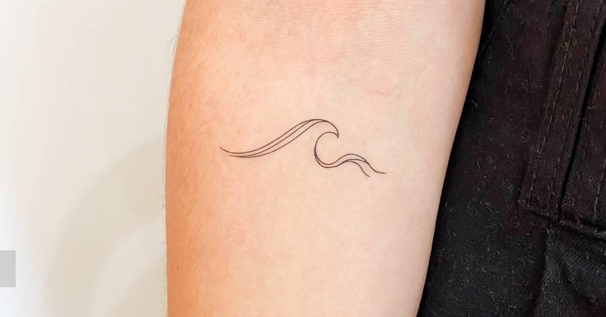 Fine line style wave temporary tattoo by 1991.ink.