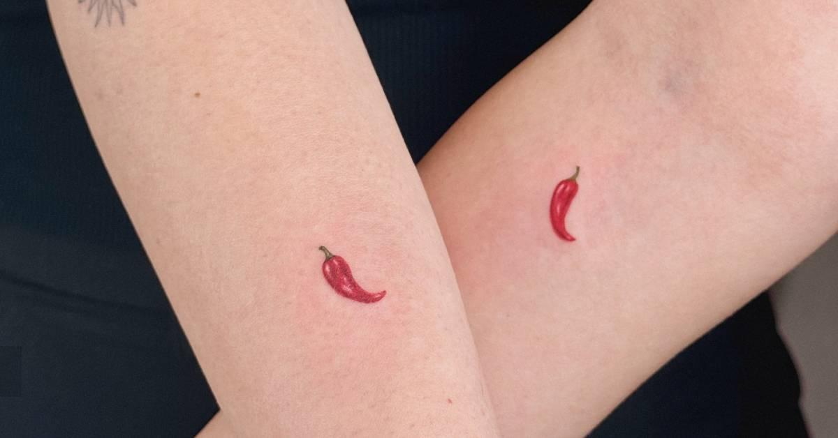 Matching little red chili tattoo for best friends.