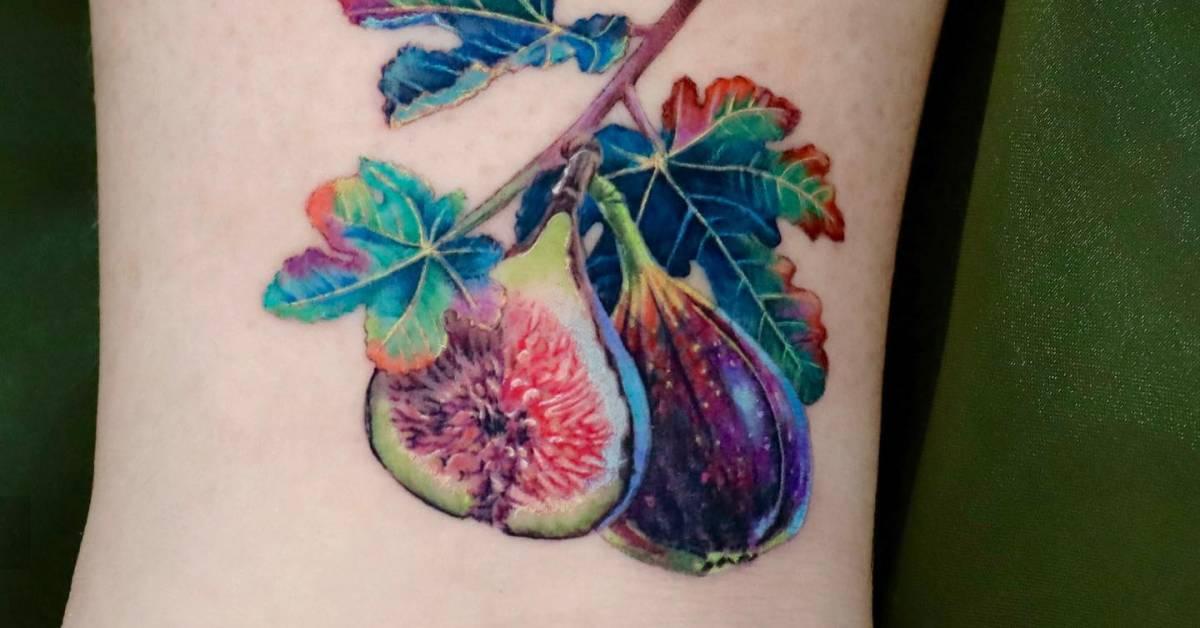 Figs tattoo in realistic style placed on the ankle.