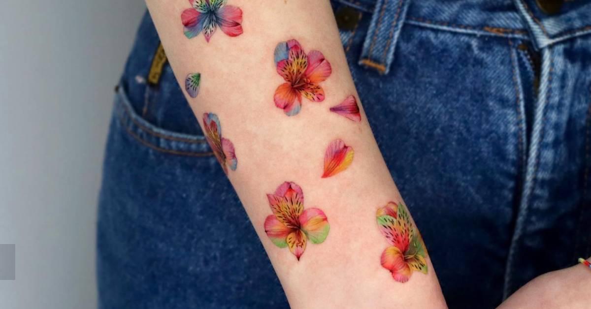 Lily of the incas tattoo located on the forearm,
