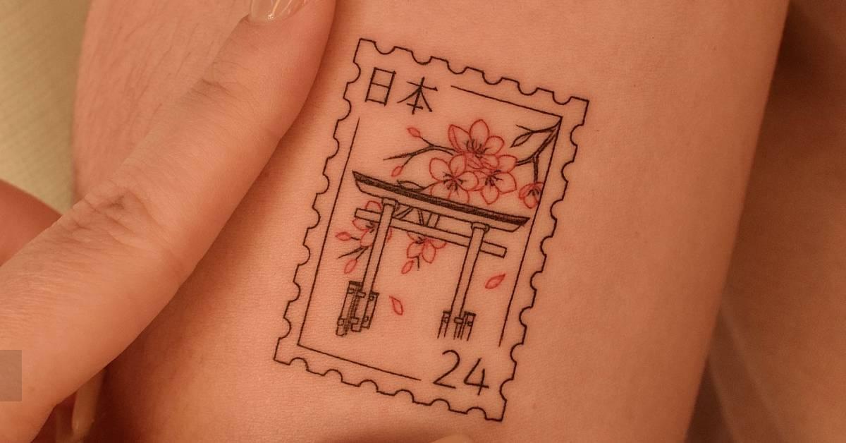 Shinto shrine stamp tattoo located on the inner