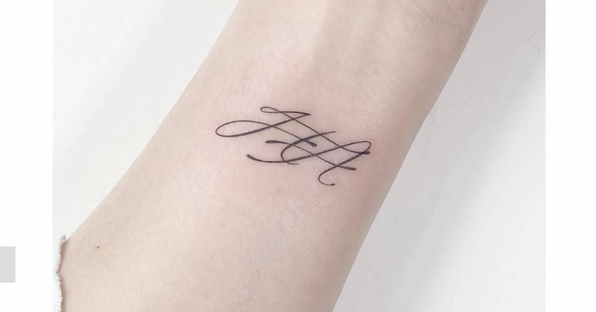 Initials tattoo located on the wrist.