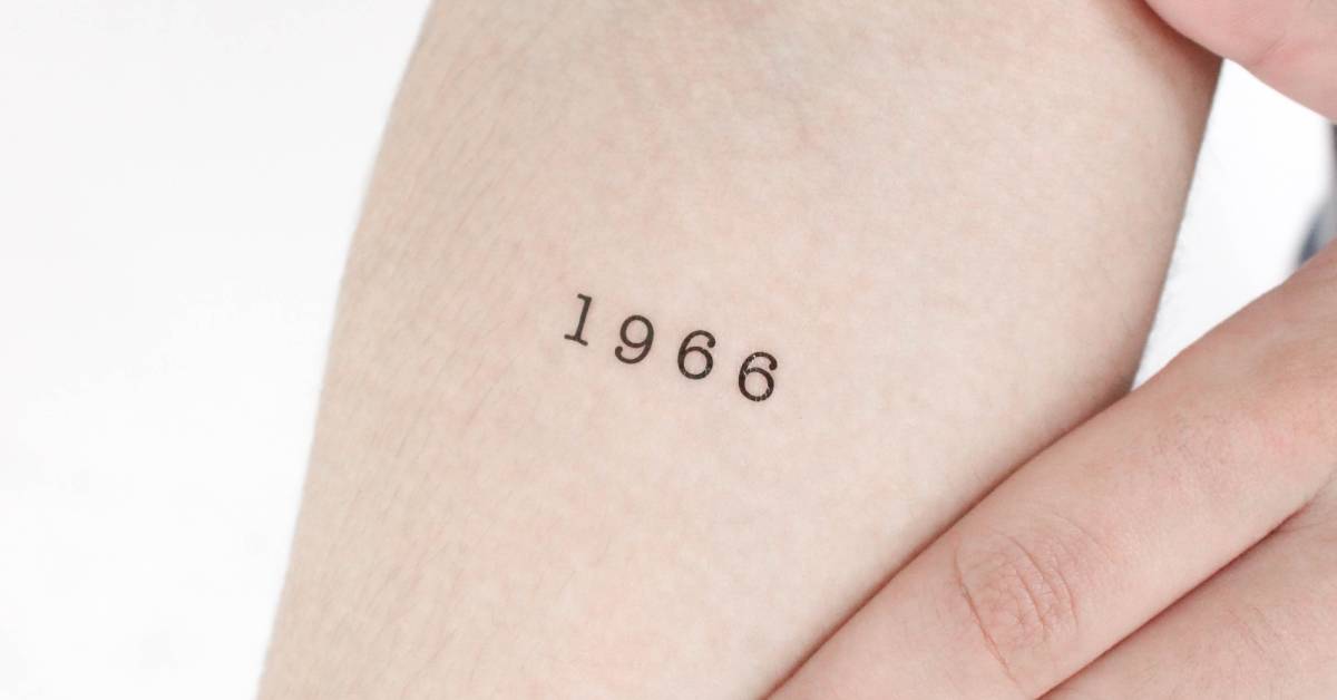 Typewriter font "1966" temporary lettering tattoo