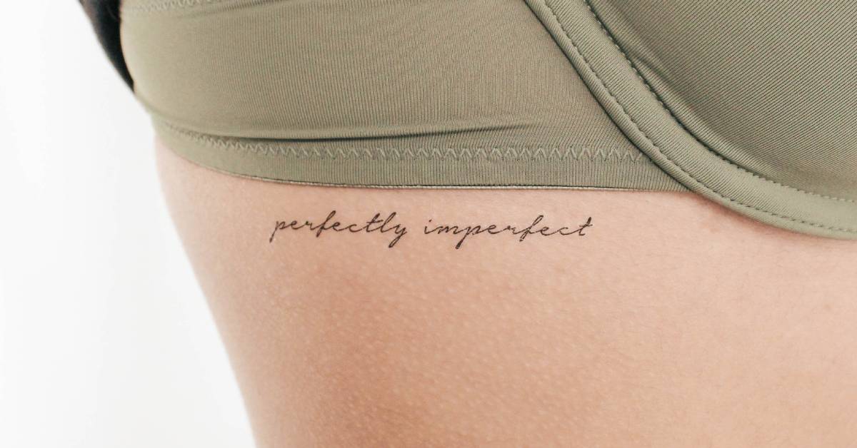 Handwritten font "perfectly imperfect" temporary tattoo
