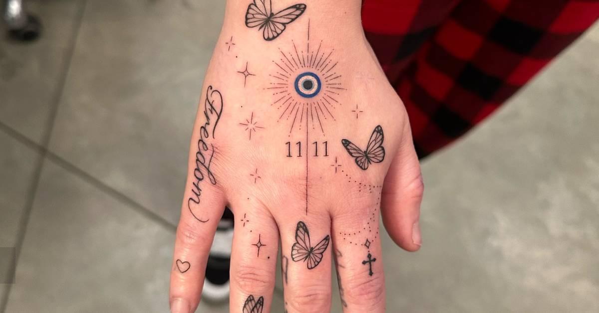 Hand composition tattoos.