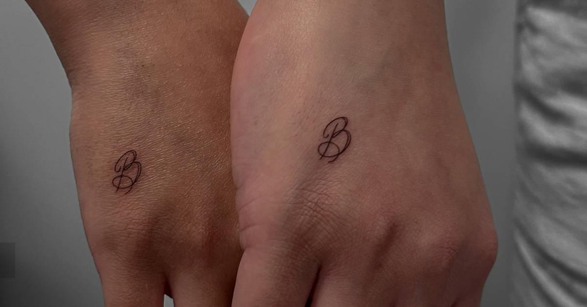 Matching letter "B" tattoo for best friends.