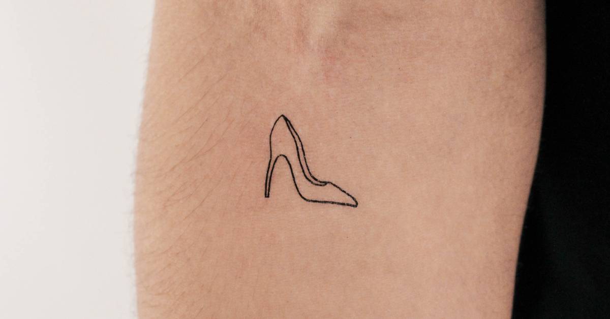 Fine line high heel temporary tattoo