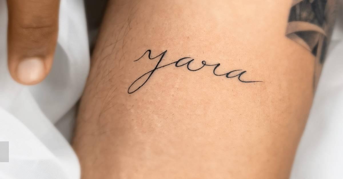 Lettering tattoo of the name "Yara" located on the