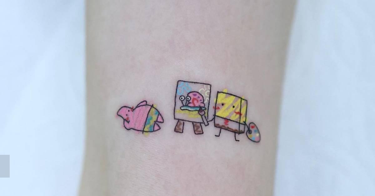Spongebob Squarepants and Patrick Star tattoo located