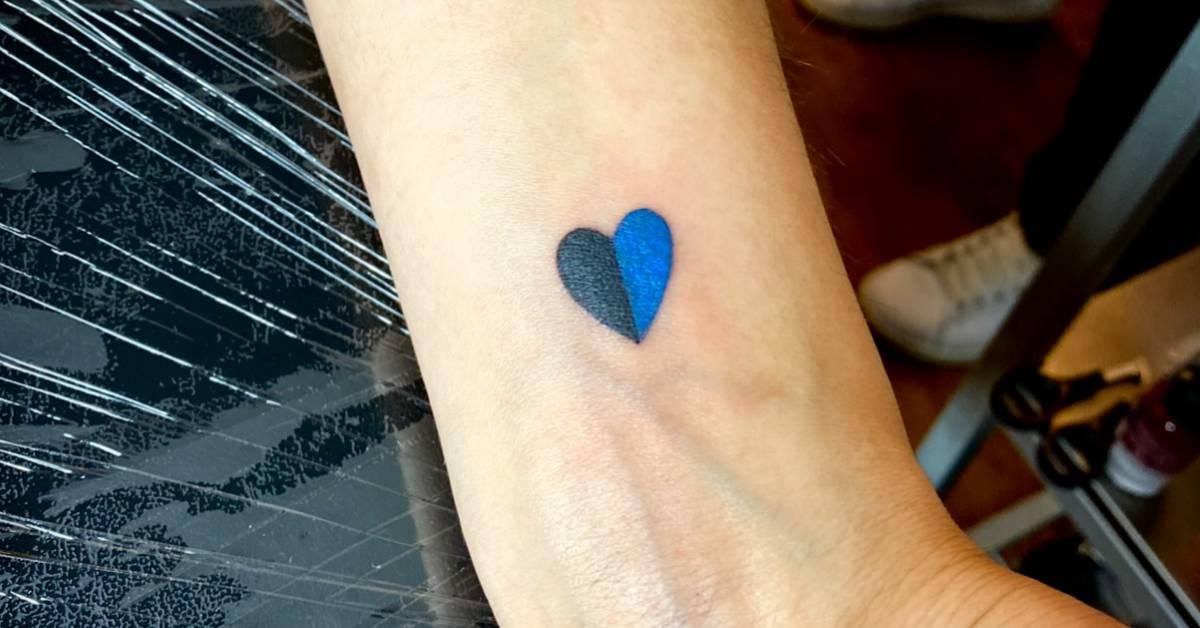 Inter Milan heart tattoo located on the wrist.