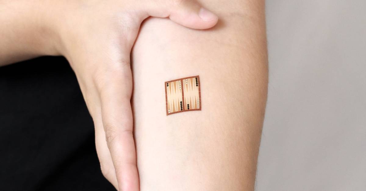 Backgammon temporary tattoo located on the inner