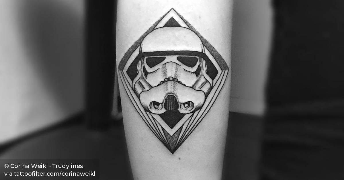 Stormtrooper tattoo on the left calf.