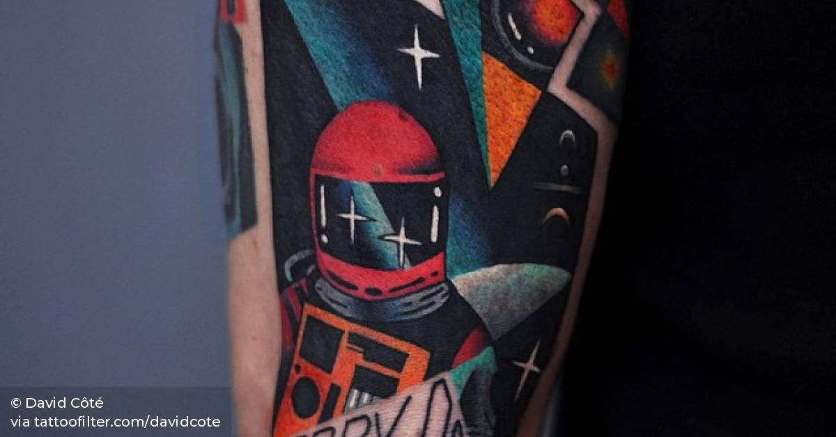 "2001: A Space Odyssey" inspired tattoo on the right