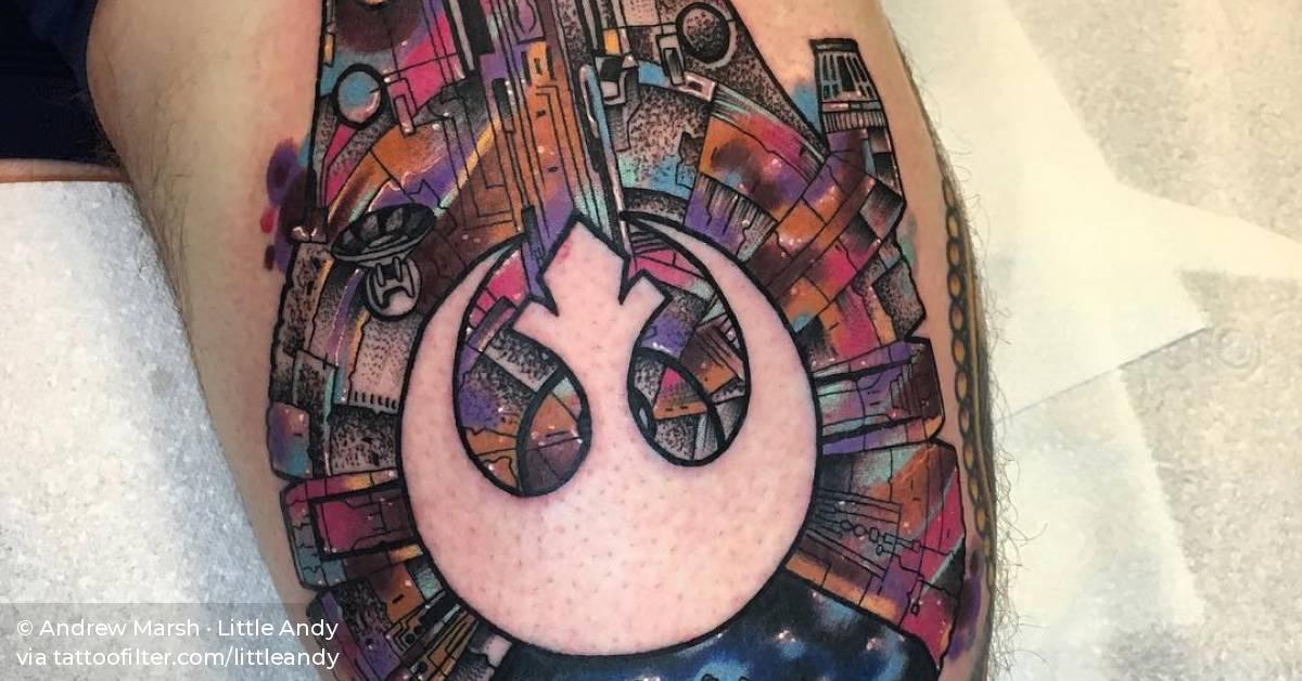 Millennium Falcon and Rebel Alliance Starbird logo