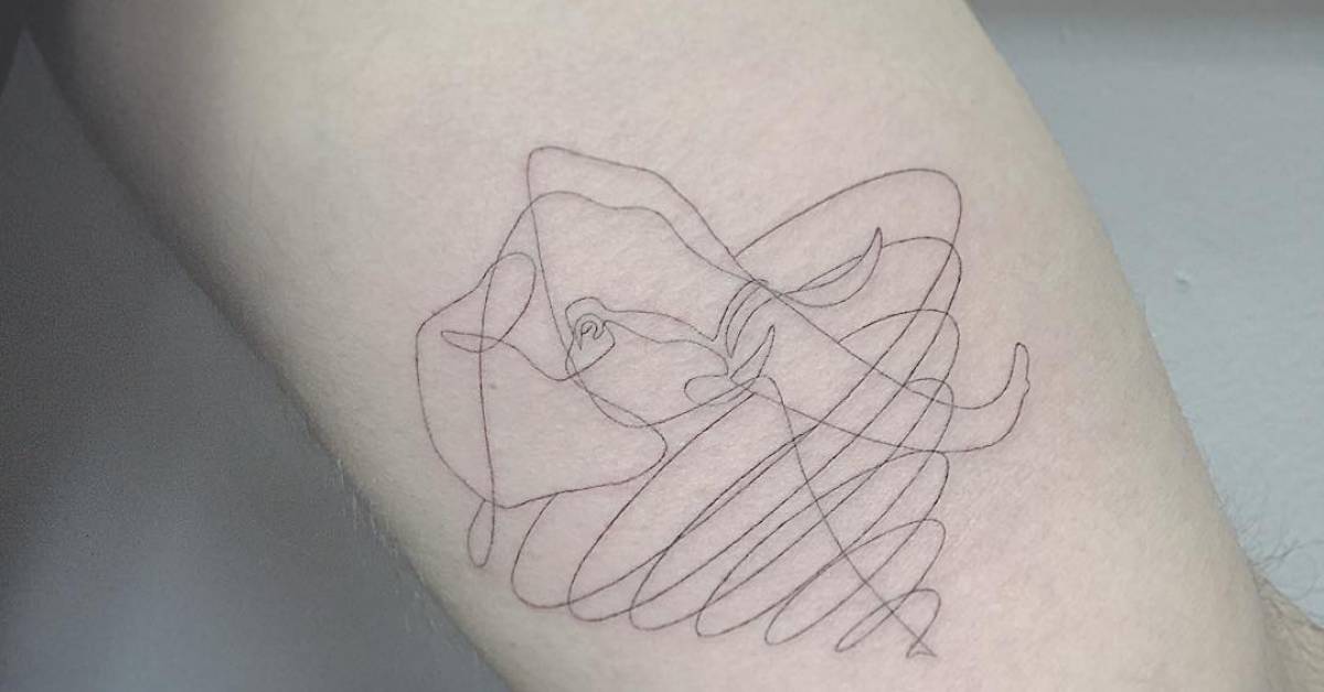 Fine line elephant tattoo inspired on a illustration by