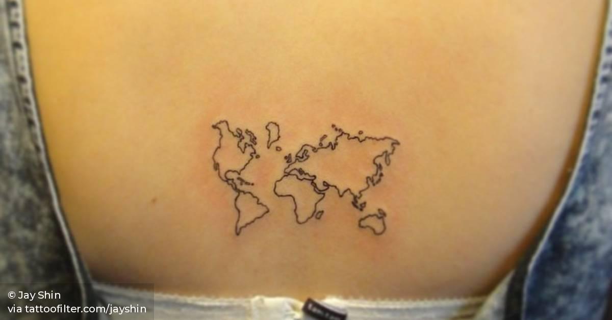 Small World Map Tattoo Back